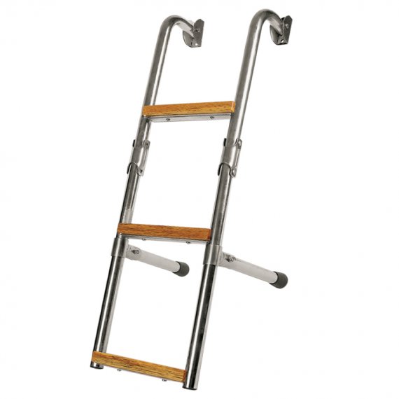 Stainless steel ladder with wooden steps - Emporiomare